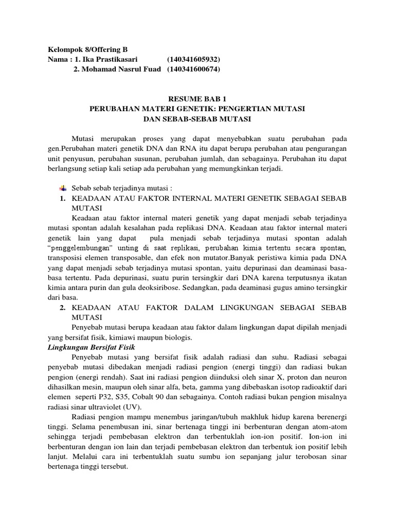 Resume Mutasi Bab 2 | PDF | Kesehatan Holistik | Sains & Matematika