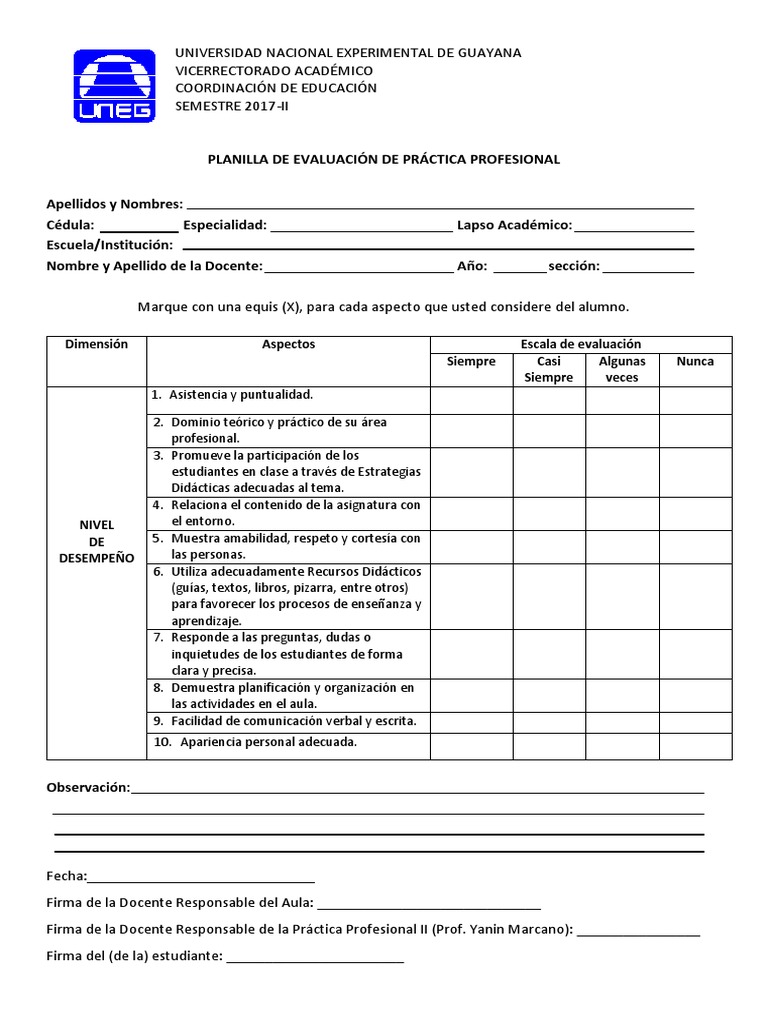 Planilla Practica Profesional | PDF | Salón de clases | Maestros