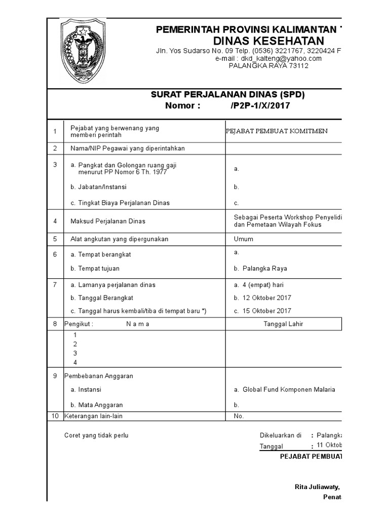 SPPD Depan Belakang Peserta | PDF