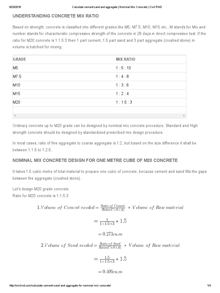 Concrete Calculations PDF | PDF | Construction Aggregate | Concrete