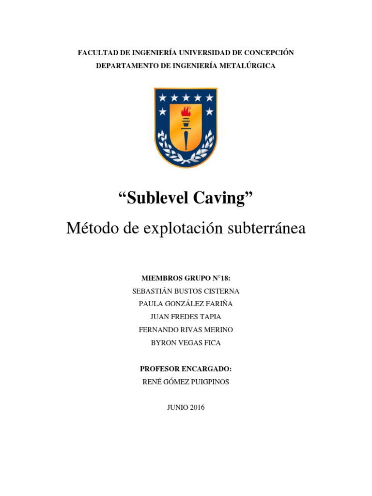 Grupo n18 Sublevel Caving | PDF | Minería | Minerales