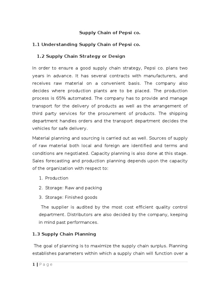 PepsiCo Supply Chain Overview | PDF | Supply Chain | Forecasting