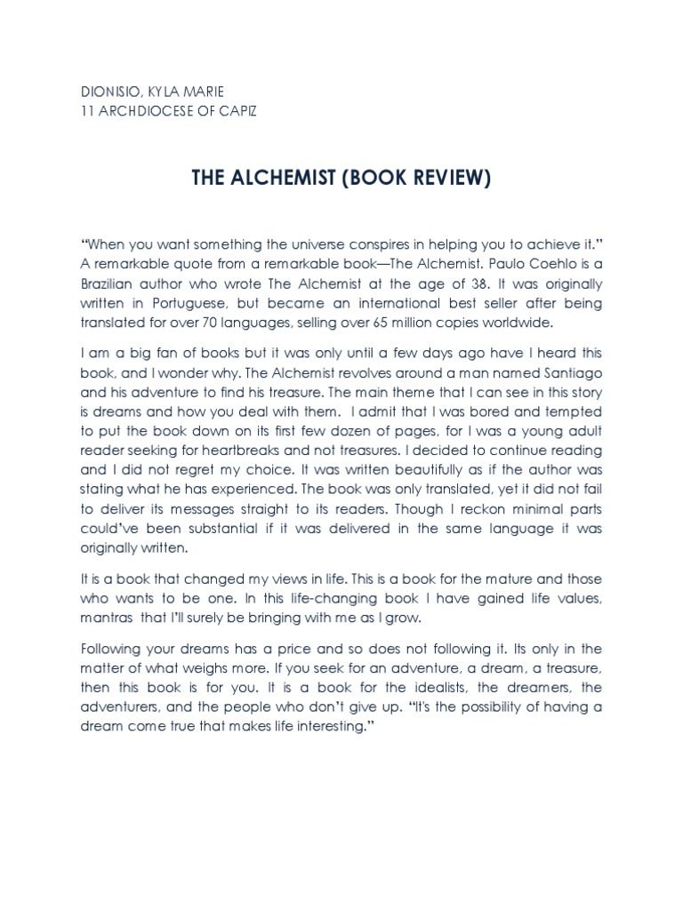 The Alchemist (Book Review) | PDF