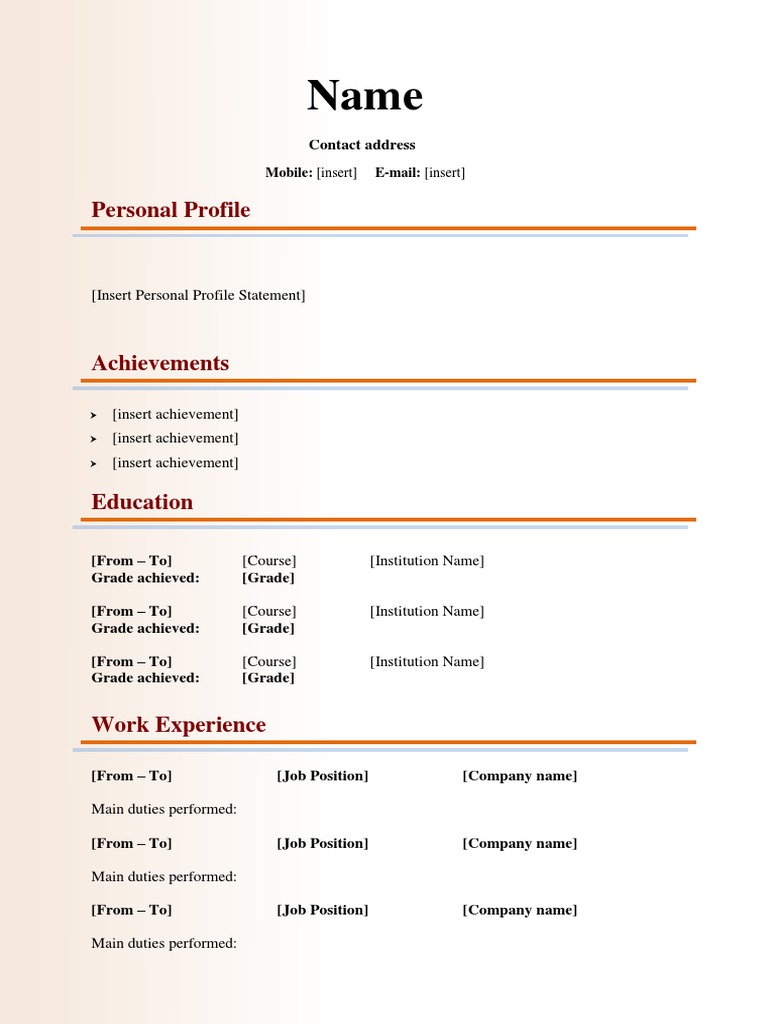 Publishing CV Template | PDF | Communication | Business