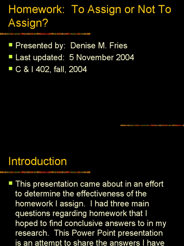 Homework Presentation | PDF | Homework | Teachers
