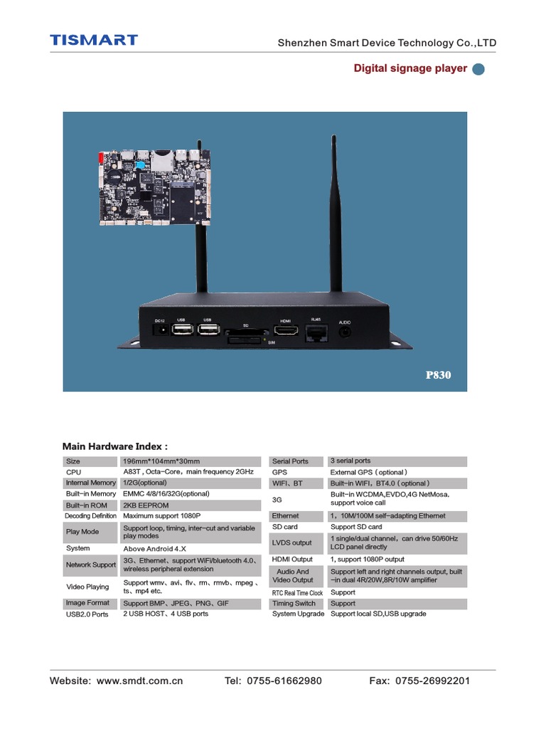 Shenzhen Smart Device Technology Co.,LTD: Digital Signage Player | PDF ...