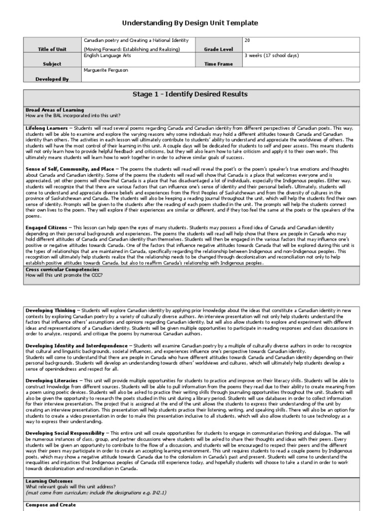 Canadian Poetry & Identity for Gr 20 | PDF | Rubric (Academic ...