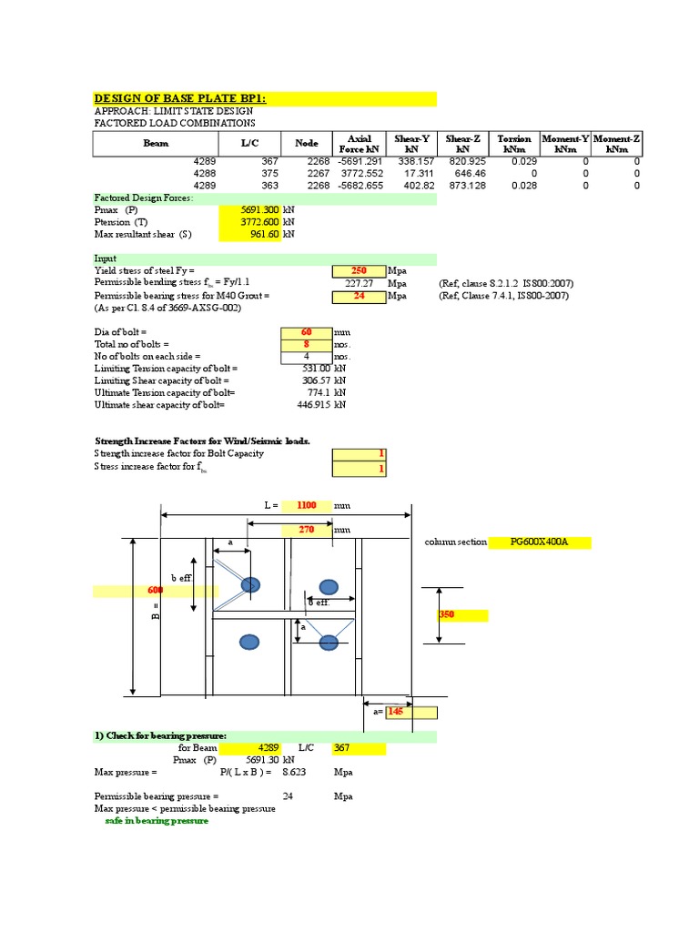 Base Plate Design | PDF | Strength Of Materials | Bending