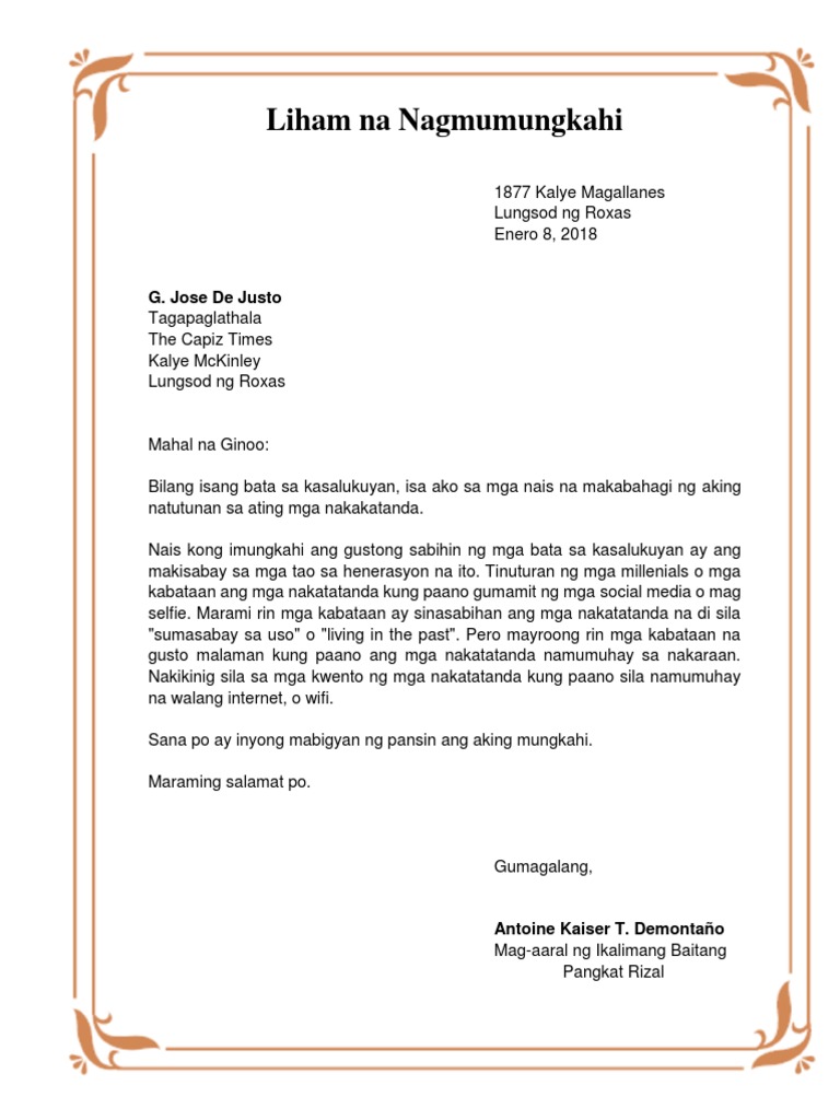 Liham Na Nagmumungkahi | PDF