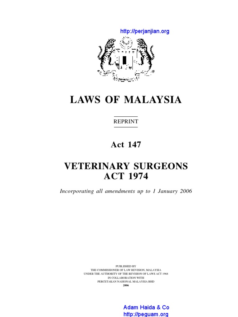 Act 147 Veterinary Surgeons Act 1974 | PDF | Veterinary Medicine ...