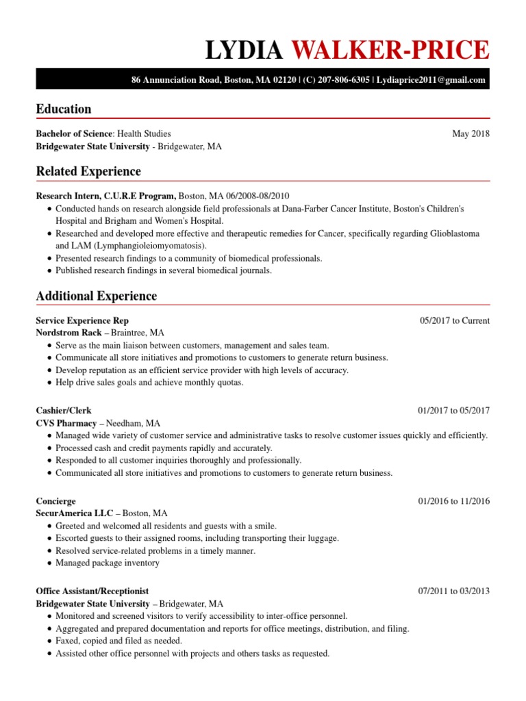 Lydia Walker-Price Resume 8 1 | PDF | Business (General) | Business