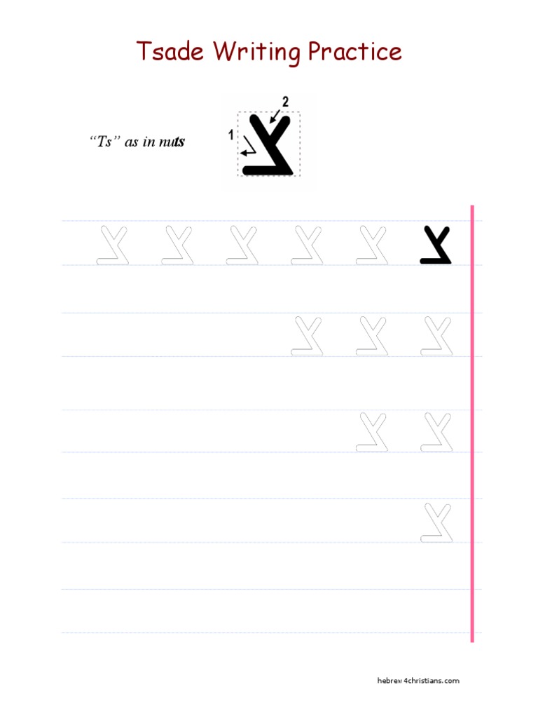 Tsade Writing Practice: "TS" As in Nuts | PDF