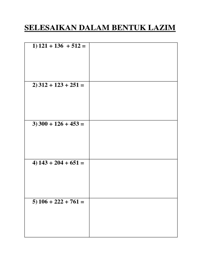 Soalan Bentuk Lazim Tahun 2 Pdf