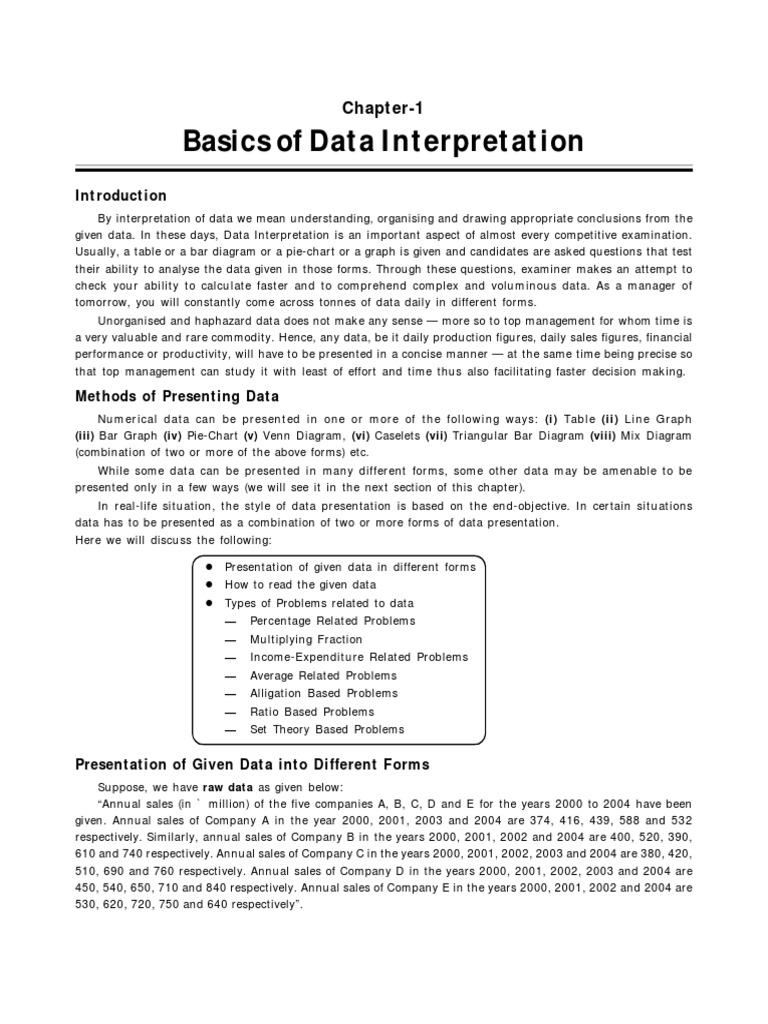 Basics of Data Interpretation: Chapter-1 | PDF | Fraction (Mathematics ...
