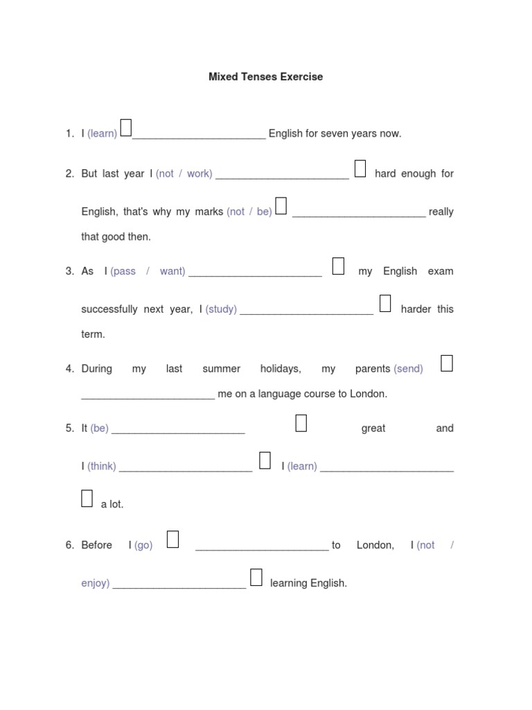 Mixed Tenses Exercise | PDF | English Language | Languages