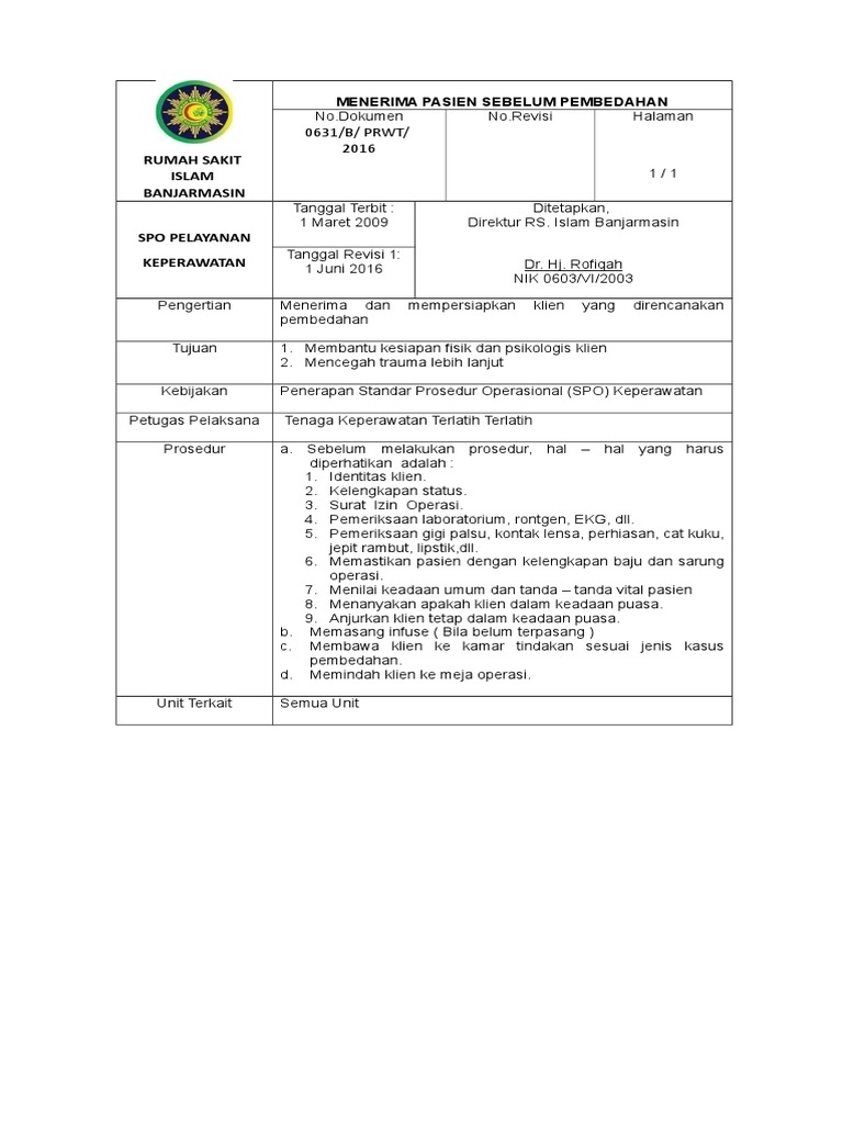 PERSIAPAN PASIEN PRE OPERASI | PDF