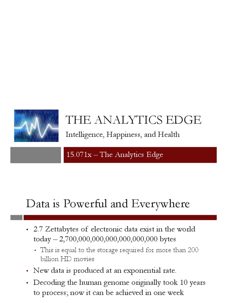 The Analytics Edge Slides | PDF | R (Programming Language) | Watson (Computer)