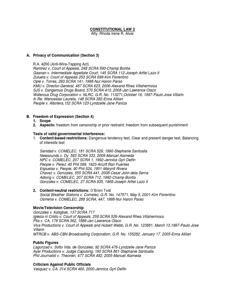 2nd Exam Syllabus Consti | PDF | Rights | Civil Rights And Liberties