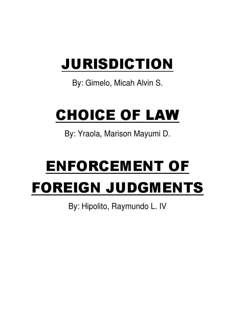 Conflict of Laws: Jurisdiction & Enforcement | PDF | Choice Of Law ...