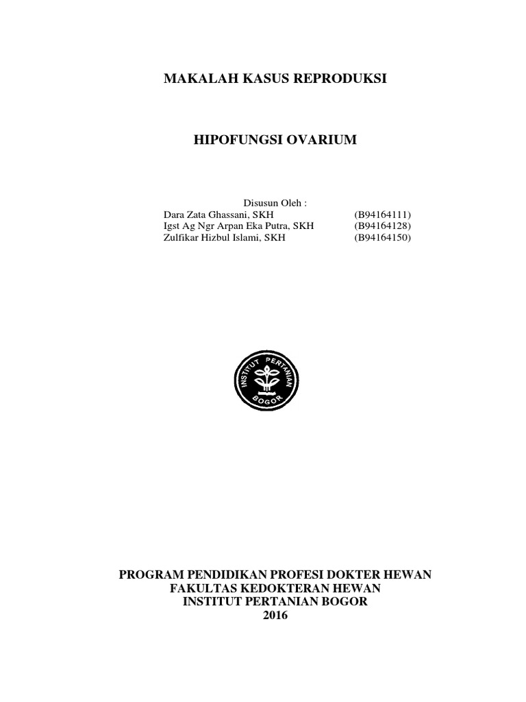 Hipofungsi Ovarium pada Sapi | PDF | Sains & Matematika | Teknologi ...