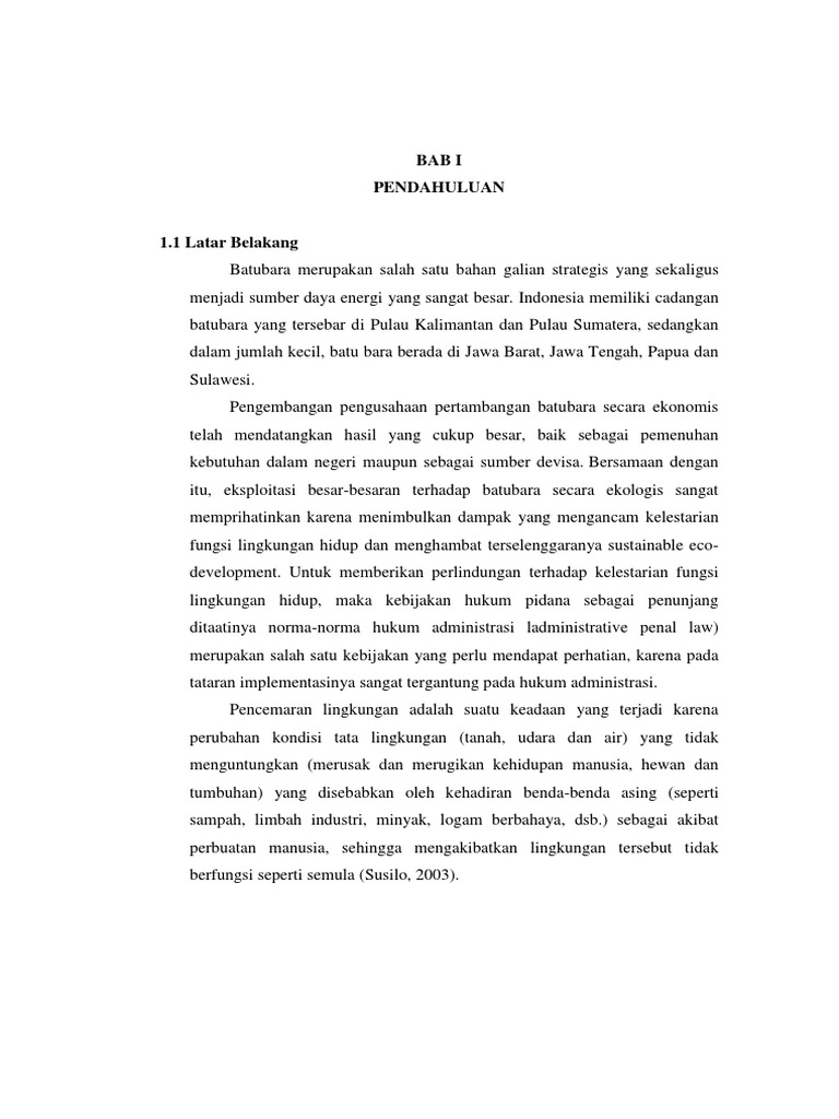 Makalah Dampak Pertambangan Batu Bara Terhadap Lingkungan Sekitar | PDF | Sains & Matematika