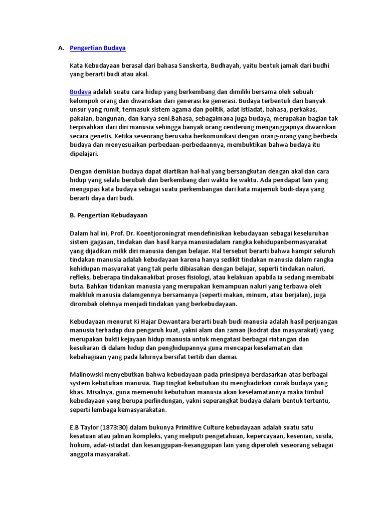 Definisi dan Pengertian Budaya | PDF