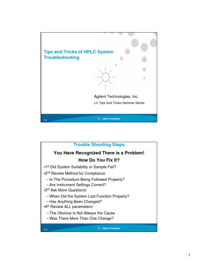 Tips and Tricks HPLC Troubleshooting PDF | PDF | High Performance ...