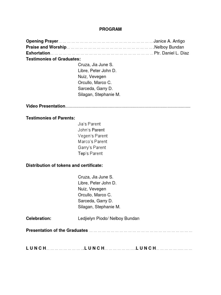 Program For Tribute To The Graduates | PDF