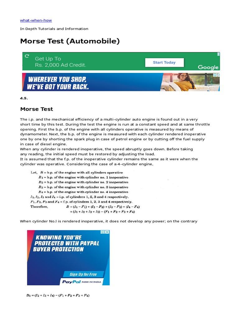 Morse Test (Automobile) | PDF