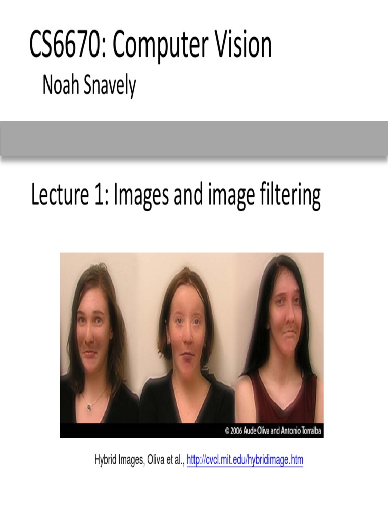 CS6670: Computer Vision: Lecture 1: Images and Image Filtering | PDF ...