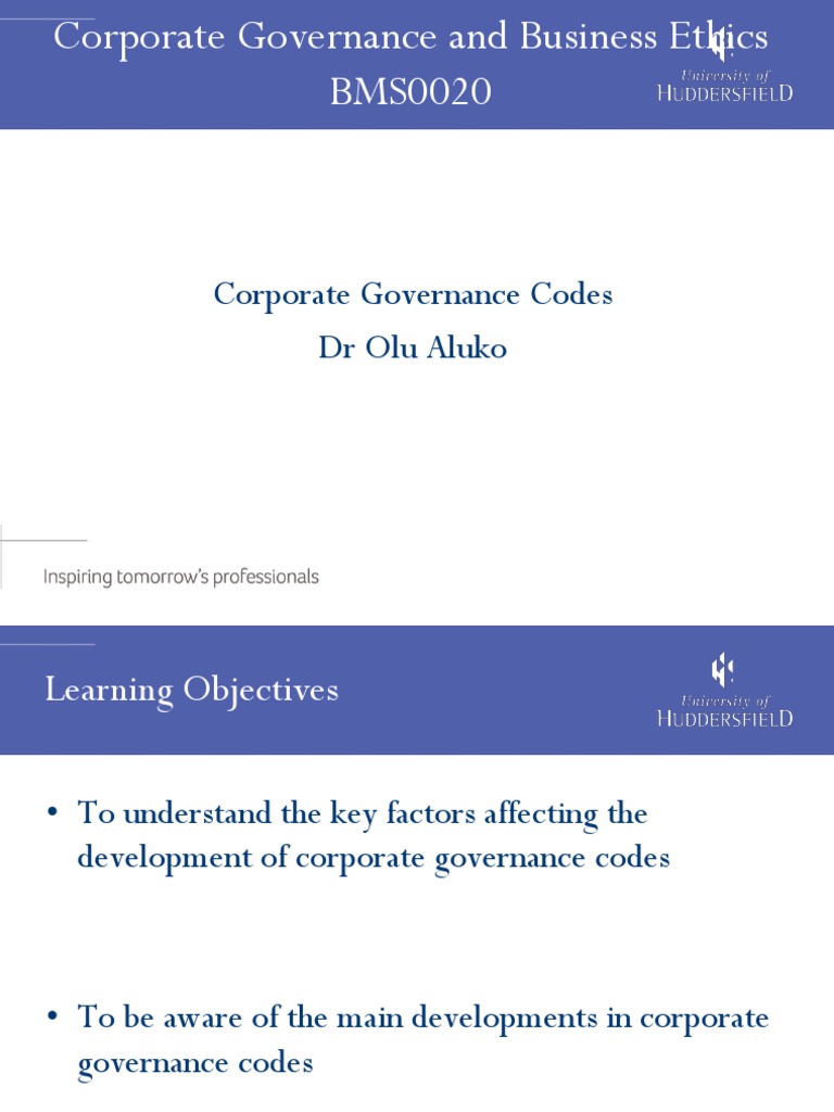 Corporate Governance Codes | PDF | Corporate Governance | Sarbanes ...