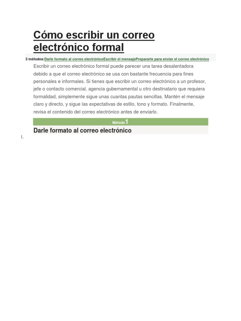 Cómo redactar un correo formal | PDF | Correo | Informática y ...