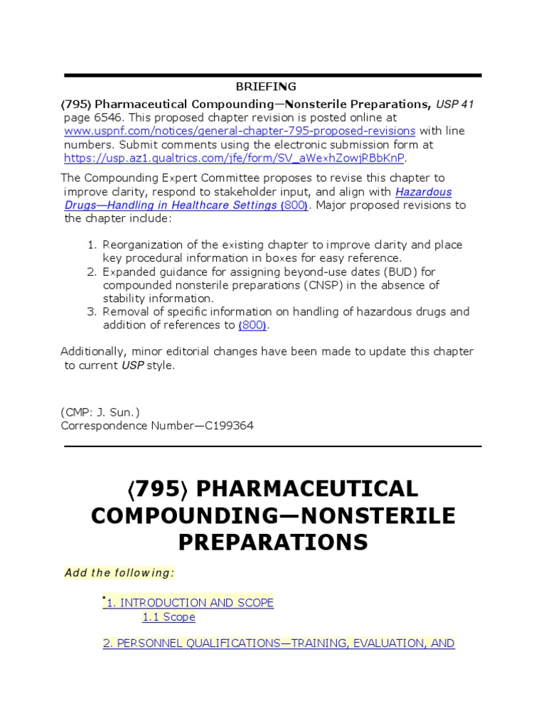 795 USP Proposed 2019 Revision 2018-05-30 | PDF | Pharmacy ...