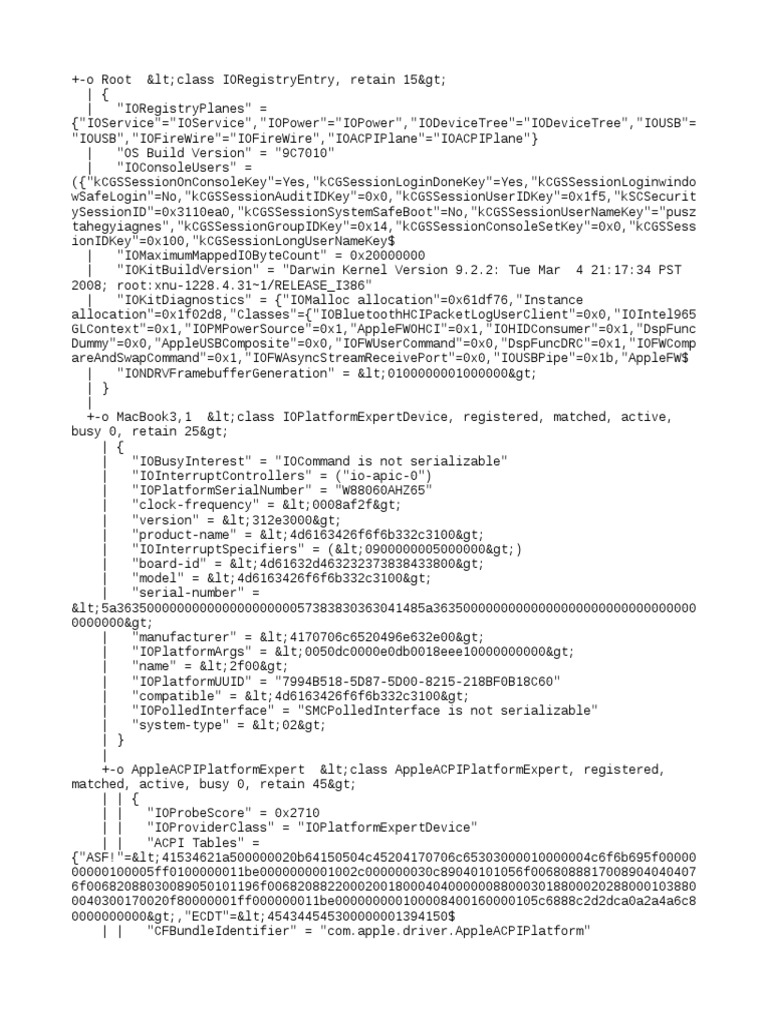 Ioreg | PDF | Electronic Engineering | Office Equipment