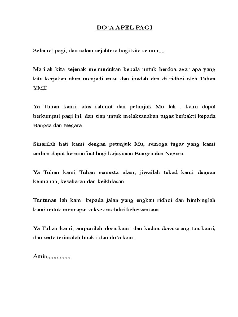 Doa Apel Pagi | PDF