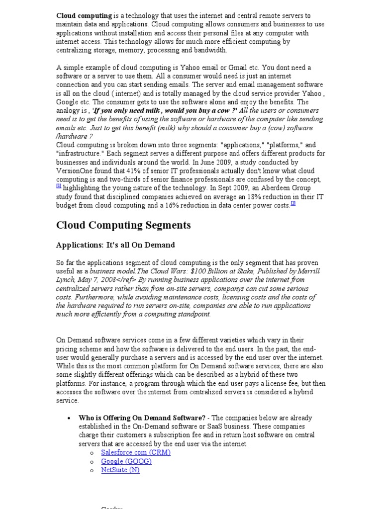 Cloud Computing | PDF | Software As A Service | Cloud Computing