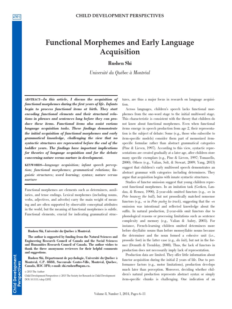 Functional Morphemes.12052 | PDF | Language Acquisition | Word