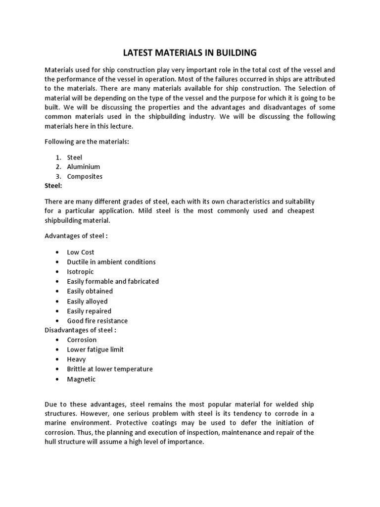 Shipbuilding Materials Overview | PDF | Alloy | Composite Material