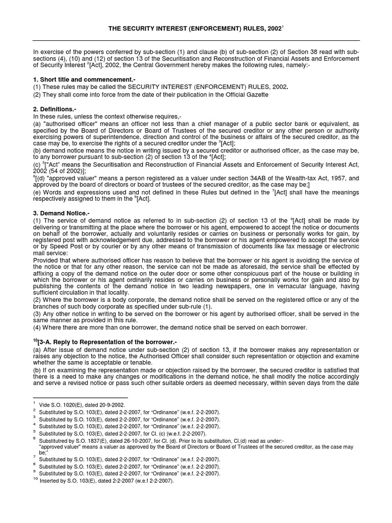 Security Interest Enforcement Rules PDF | PDF | Security Interest ...