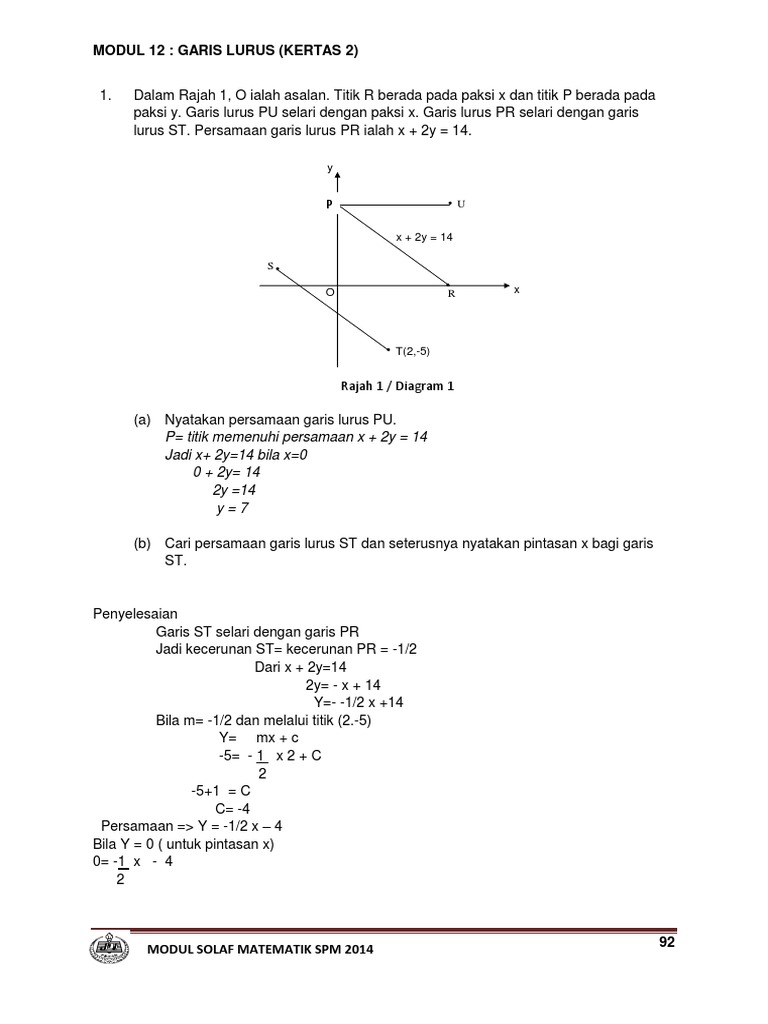 Modul Matematik Garis Lurus | PDF