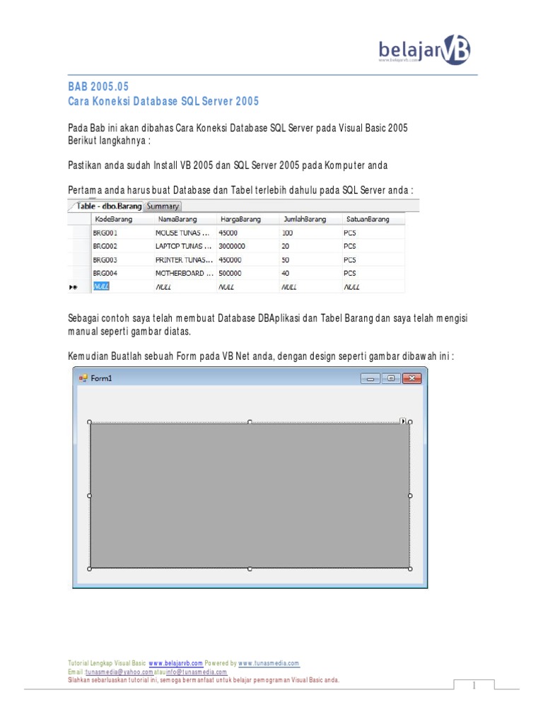 VB Net Koneksi Database SQL Server | PDF | Komputer