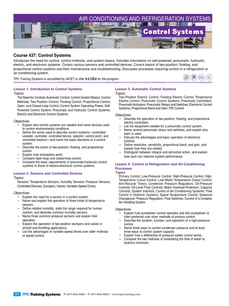 437 Control Systems Course Description | PDF | Control Theory | Control ...