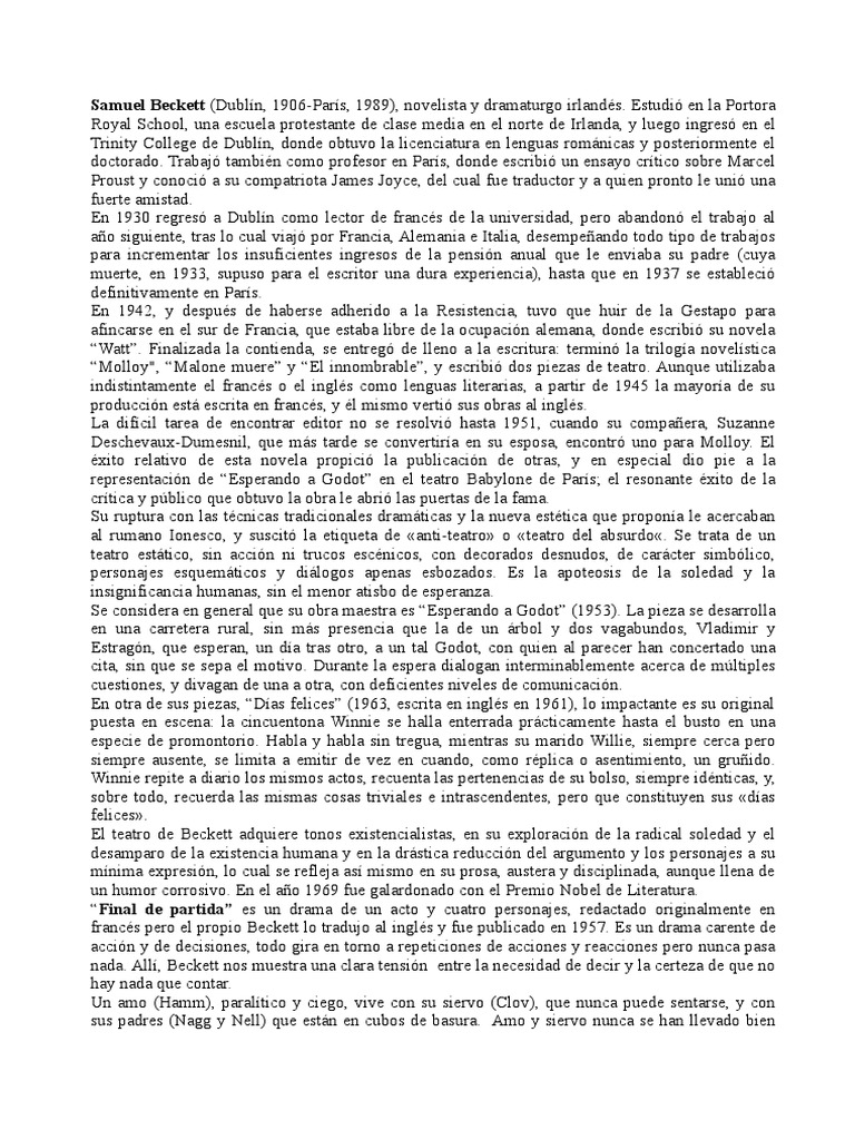 Final de Partida de Samuel Beckett | PDF | Samuel Beckett