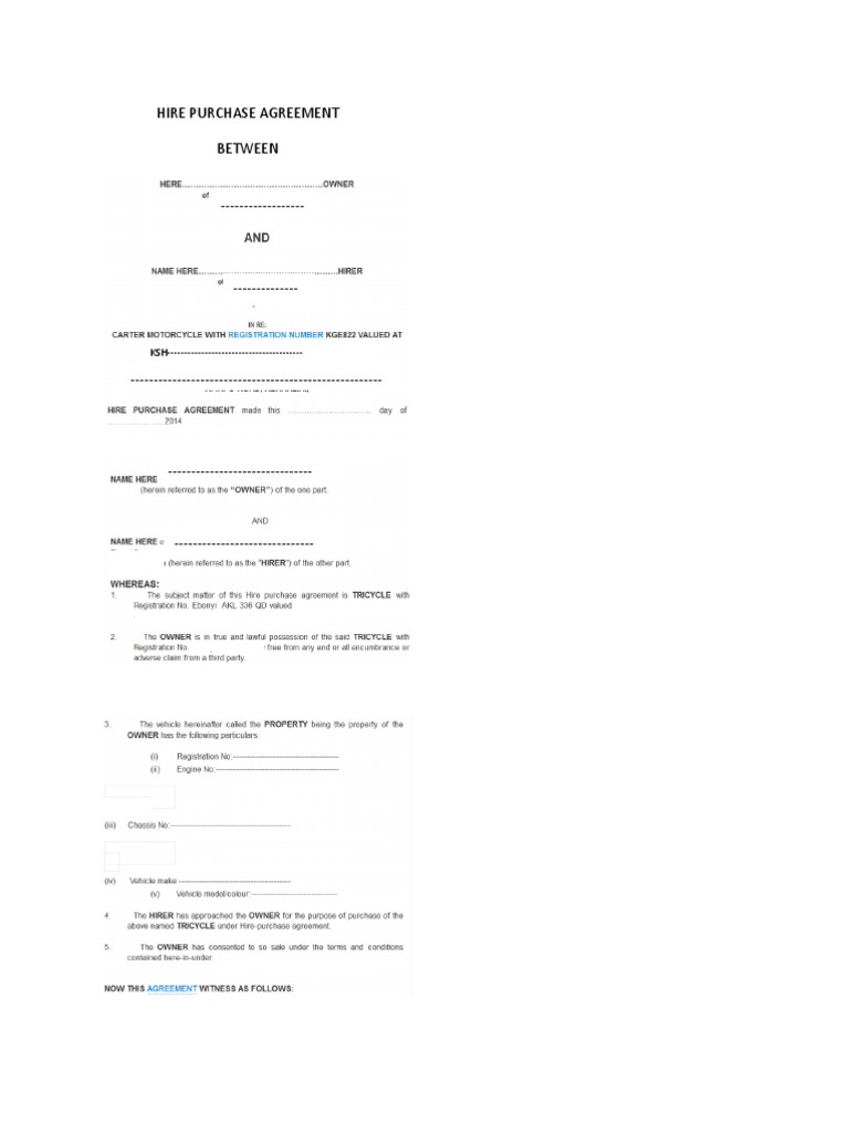 Hire Purchase Agreement | PDF