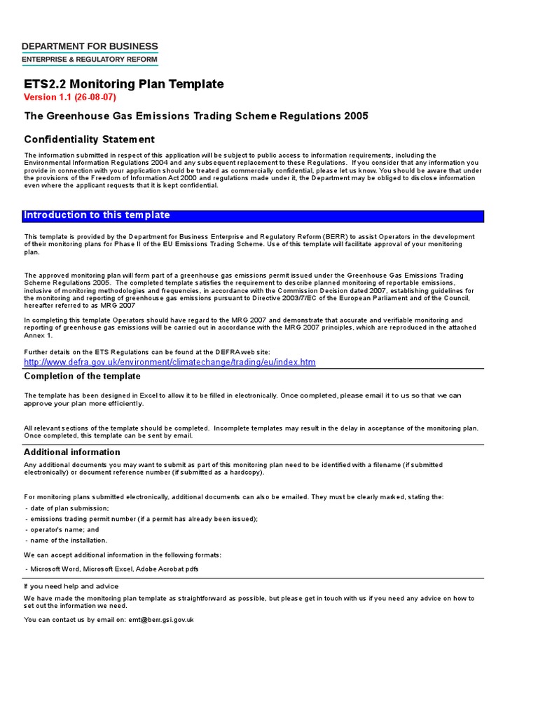ETS2.2 Monitoring Plan Template: The Greenhouse Gas Emissions Trading ...