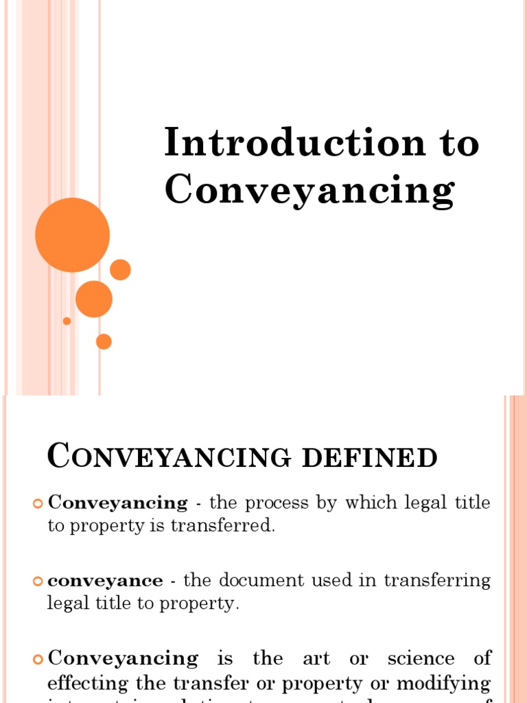Introduction to Conveyancing Law | PDF | Conveyancing | Deed