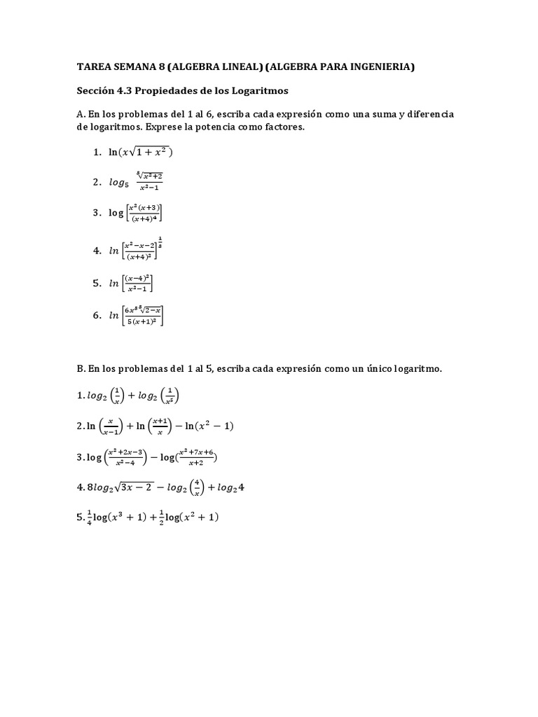 Tarea Algebra | PDF