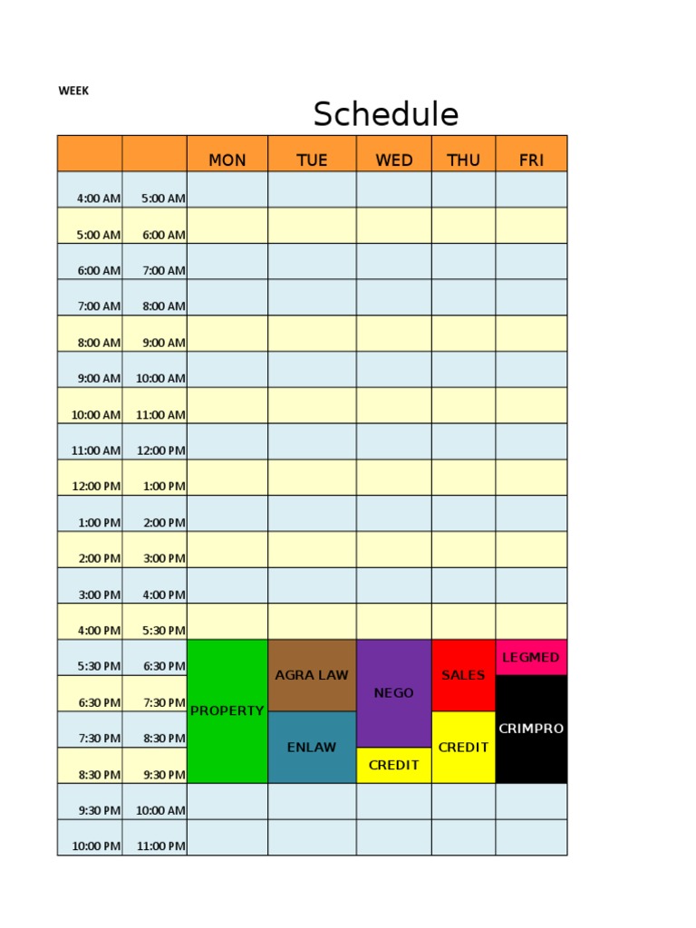 Schedule: MON TUE WED THU FRI | PDF