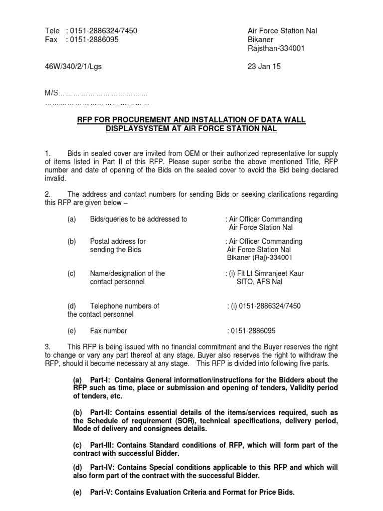 RFP For Procurement and Installation of Data Wall Displaysystem at Air ...