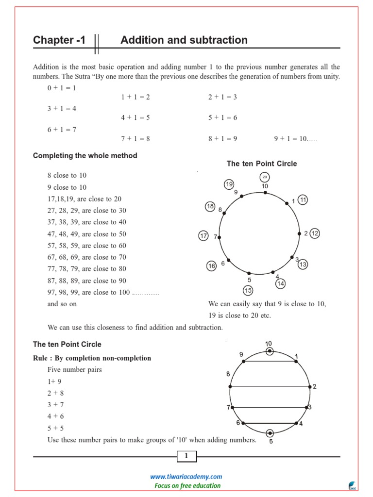 VedicMath Class 7 | PDF | Subtraction | Numbers